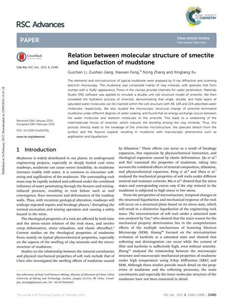Pdf Relation Between Molecular Structure Of Smectite And Liquefaction