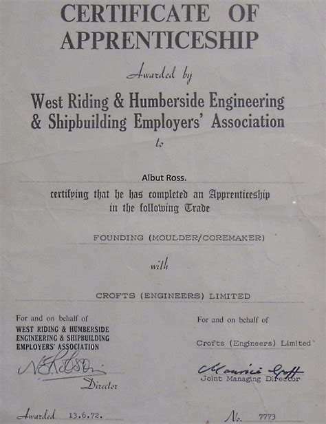 certificate of apprenticeship