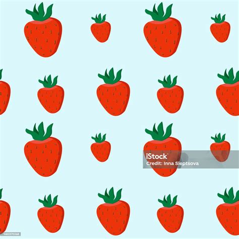 딸기 원활한 벡터 패턴입니다 파란 바탕에 빨간 딸기와 초록색 잎 0명에 대한 스톡 벡터 아트 및 기타 이미지 0명 건강한 생활방식 건강한 식생활 Istock
