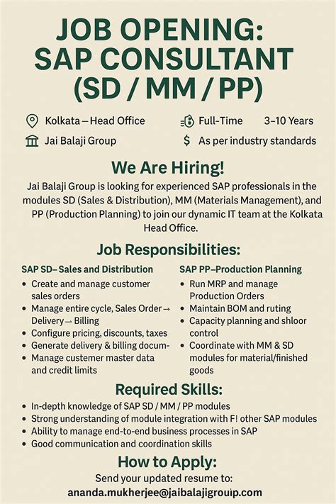 Sapjobs Saphiring Hiringnow Sapconsultant Sapcareer Jobalert… Ananda Mukherjee