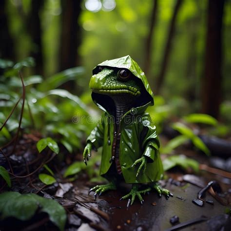 Green Frog In A Rainforest Wildlife Scene Stock Illustration
