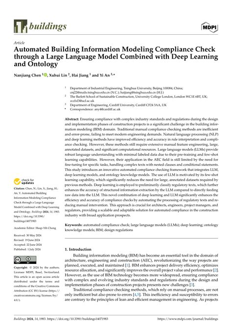 Pdf Automated Building Information Modeling Compliance Check Through A Large Language Model