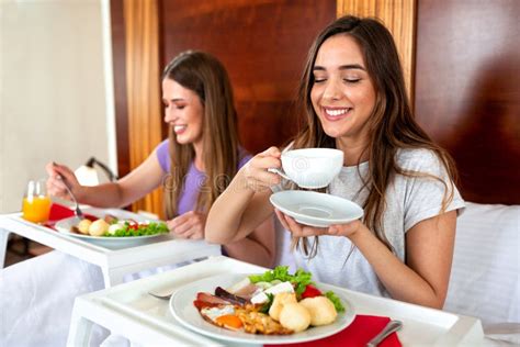Concept Of Breakfast In Bed Stock Image Image Of Booking Curtain