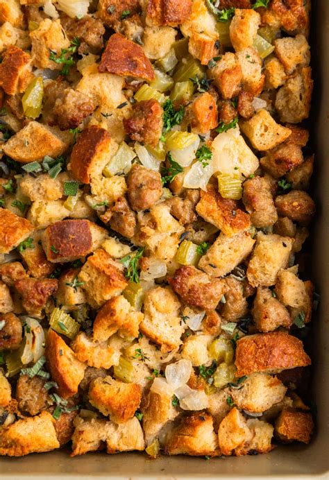 Easy Turkey Sausage Stuffing Recipe Classic Thanksgiving Dish Lemons And Zest