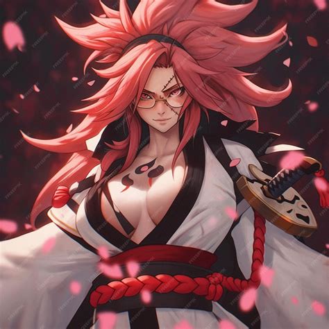 Premium Photo Anime Girl With Pink Hair And Glasses Holding A Fan