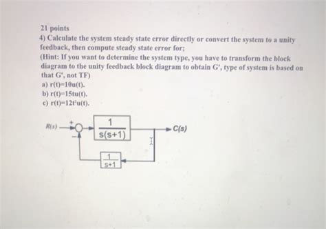 solved 21 points 4 calculate the system steady state error