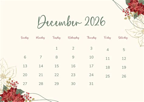 December 2026 Calendar Wallpaper Printable Calendar Hub