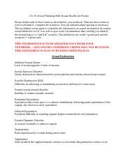 Understanding Sexual Health Terms And Scenarios Critical Course Hero