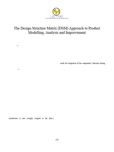 2015 the design structure matrix dsm approach to product pdf system gear