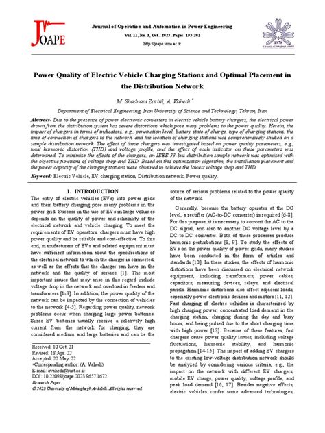 power quality of electric vehicle charging stations and optimal