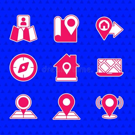 Set Location With House Folded Map Location Marker Map Pin City