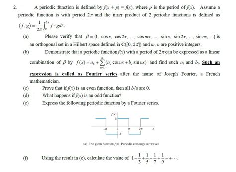 Solved A Periodic Function Is Defined By F X P F X Chegg Com
