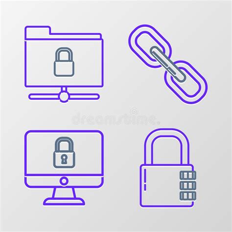 Set Line Safe Combination Lock Lock Computer Monitor Screen Chain Link And FTP Folder And Icon