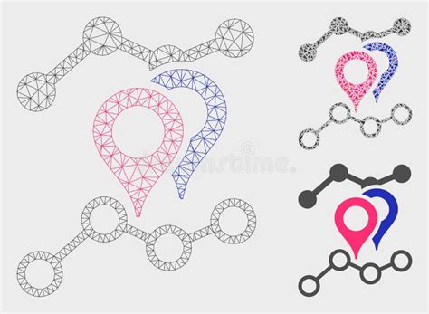 Geotargeting Charts Vector Mesh Network Model And Triangle Mosaic Icon Stock Vector