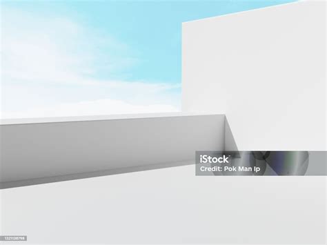 3d 렌더링 순수 흰색 최소한의 건축 야외 스카이 라인 제품 디스플레이 아름다움에 대 한 배경 건강 및 의료 제품 0명에 대한