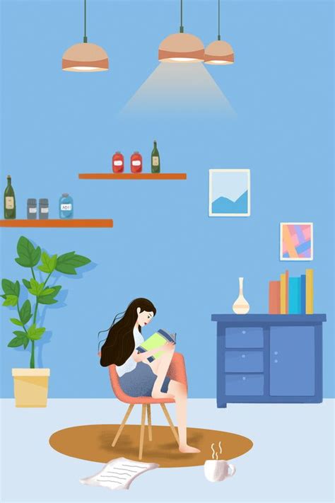 따뜻한 집 독서 소녀 포스터 손으로 그린 일러스트 레이터 배경 배경 화면 및 일러스트 무료 다운로드 Pngtree 독서 배경 일러스트레이터