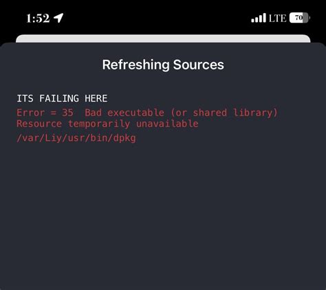 [help] i cannot install any tweaks or update any files on xina15 error35 dpkg r jailbreak