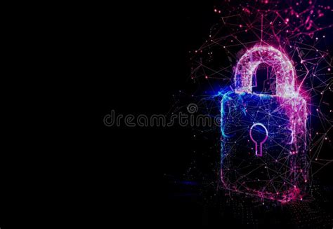 A Digital Padlock Composed Of Glowing Dots And Lines On A Dark Blue Background Symbolizing