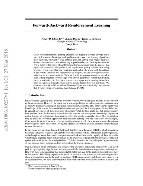 Pdf Forward Backward Reinforcement Learning