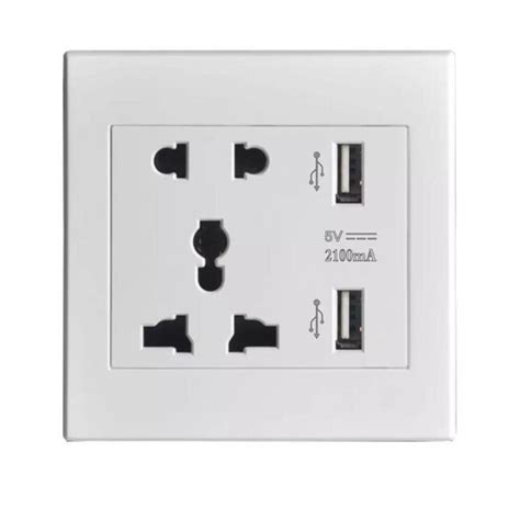 Universal Wall Power Socket Dual USB Ports Charger Outlet Plug Adapter Daraz Pk