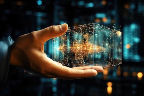 Premium Photo Human Hand Interacting With Digital Neural Network Big