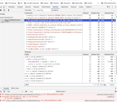chrome developer tools memory head snapshot getting text information