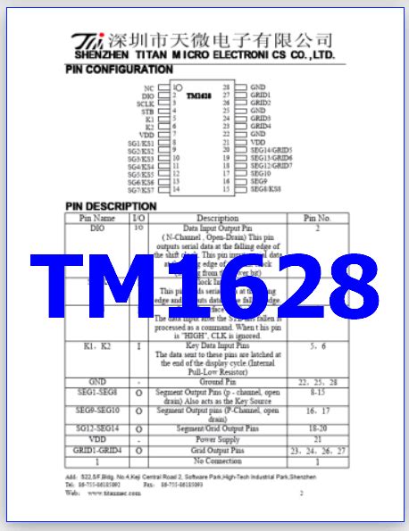 Tm1628 Pdf Datasheet Led Controller Driver