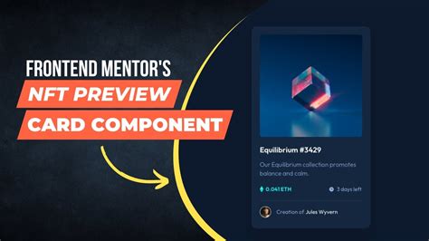 Frontend Mentor Challenge Build Nft Preview Card Component Youtube