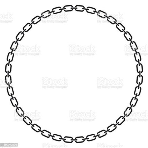 추상 체인 라운드 프레임 흰색 배경에 격리된 체인 패턴이 있는 검은색 원 프레임입니다 체인렛 디자인 요소 테두리 템플릿입니다 0명에 대한 스톡 벡터 아트 및 기타 이미지