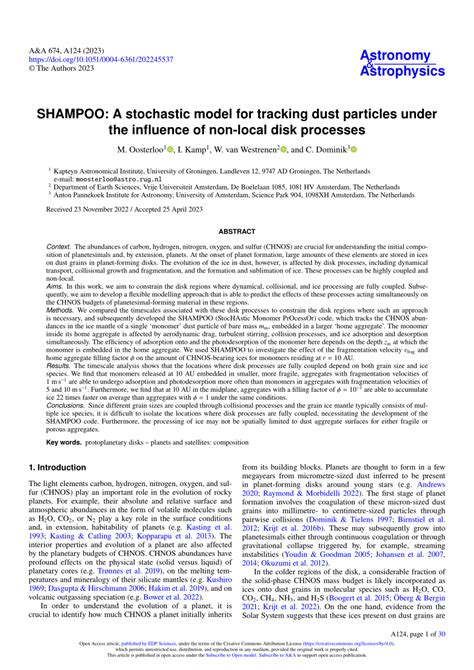 Pdf Shampoo A Stochastic Model For Tracking Dust Particles Under The