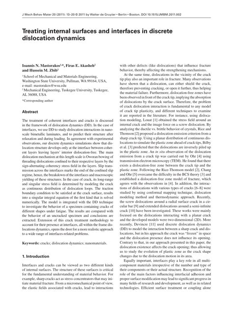 Pdf Treating Internal Surfaces And Interfaces In Discrete Dislocation Dynamics