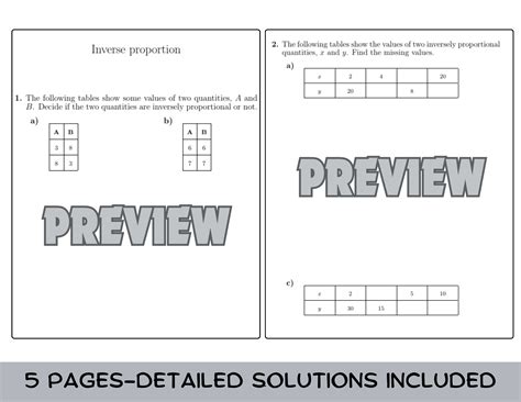 Inverse Proportion Worksheet No With Solutions Teaching Resources