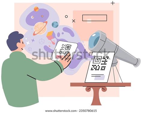 Man Scanning Qr Code Payment Via Stock Vector Royalty Free 2350780615 Shutterstock