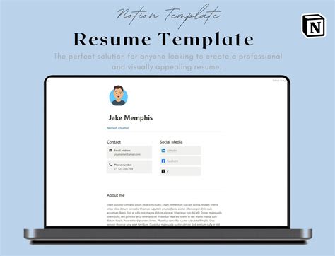 Notion Resume Template Cv Template Resume Template Builder Create Cv
