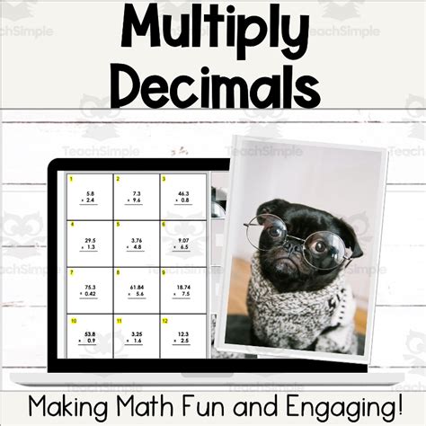 multiply decimals self checking picture puzzle math activity by teach