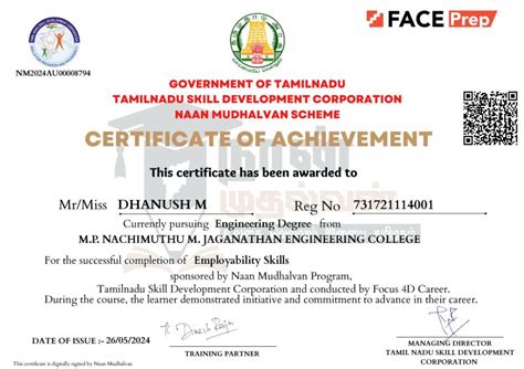 Learned Employability Skills With Naan Mudhalvan Dhanush M Posted On The Topic Linkedin