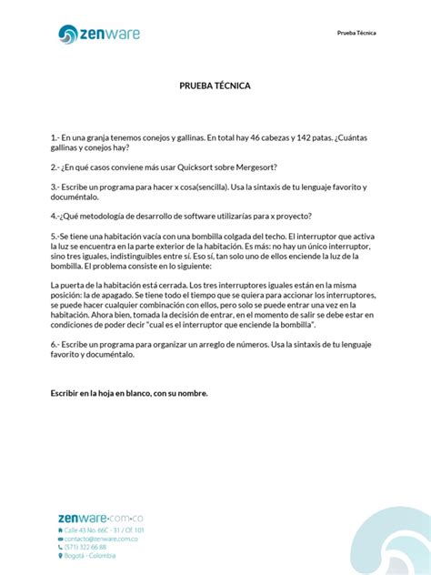 Prueba Técnica Lógica Programación Pdf