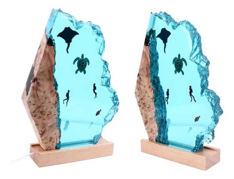 Topincn Night Bedside Divers Fish Turtles Led Wood Frete grátis