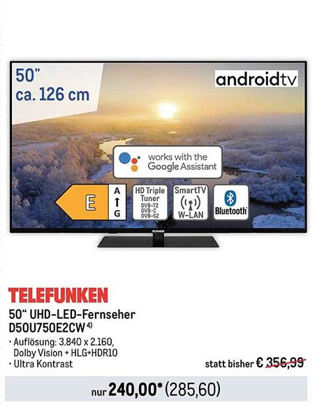 Telefunken 50" Uhd-led-fernseher D50u750e2cw Angebot bei METRO ...