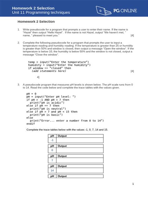 Programming Techniques Homework 2 Selection Pdf