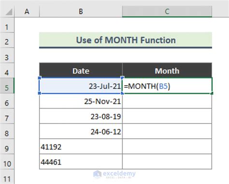 How To Use Excel Month Function 6 Examples Exceldemy