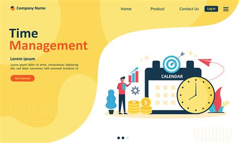 시간 관리 개념 계획 작업 시간 일정 웹 방문 페이지 Ui 모바일 앱 배너 템플릿에 적합합니다 벡터 일러스트레이션 3차원 형태에 대한 스톡 벡터 아트 및 기타 이미지
