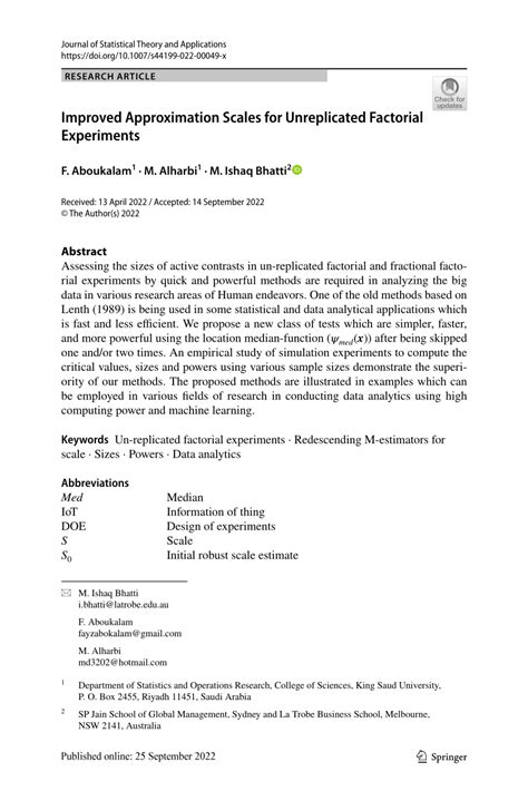 Pdf Improved Approximation Scales For Unreplicated Factorial Experiments