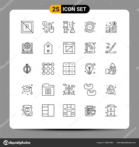 Thematic Vector Lines Editable Symbols Time Clock Pay Click Circle Stock Vector By ©flatart