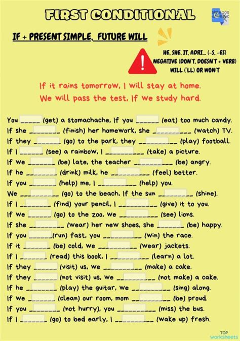 First Conditional Interactive Worksheet Topworksheets