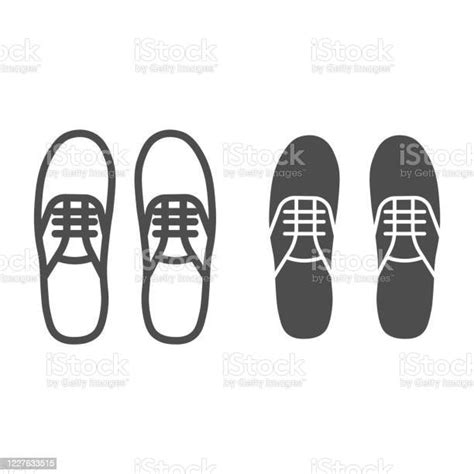 스 니 커 즈 라인과 단단한 아이콘 신발 개념 검 슈즈 는 흰색 배경에 기호 모바일 개념 및 웹 디자인에 대 한 윤곽 스타일에 스포츠 신발 아이콘 벡터 그래픽 가죽에 대한