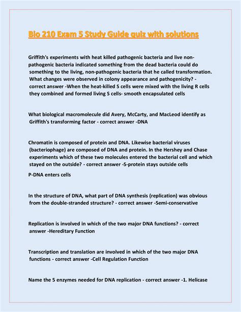 Dna Replication And Transcription A Comprehensive Guide With Exercises Exams Biology Docsity