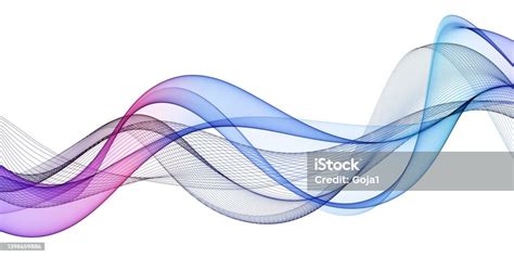 흰색 배경에 고립 된 추상적 인 다채로운 흐르는 웨이브 라인 기술 과학 음악 또는 현대 개념을위한 디자인 요소 0명에 대한 스톡 사진 및 기타 이미지 Istock