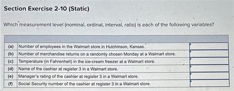 solved section exercise 2 10 static which measurement level