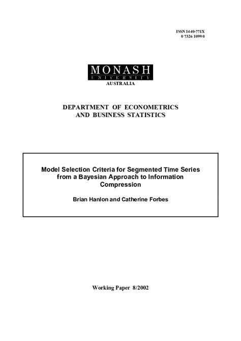 Pdf Model Selection Criteria For Segmented Time Series From A Bayesian Approach To Information